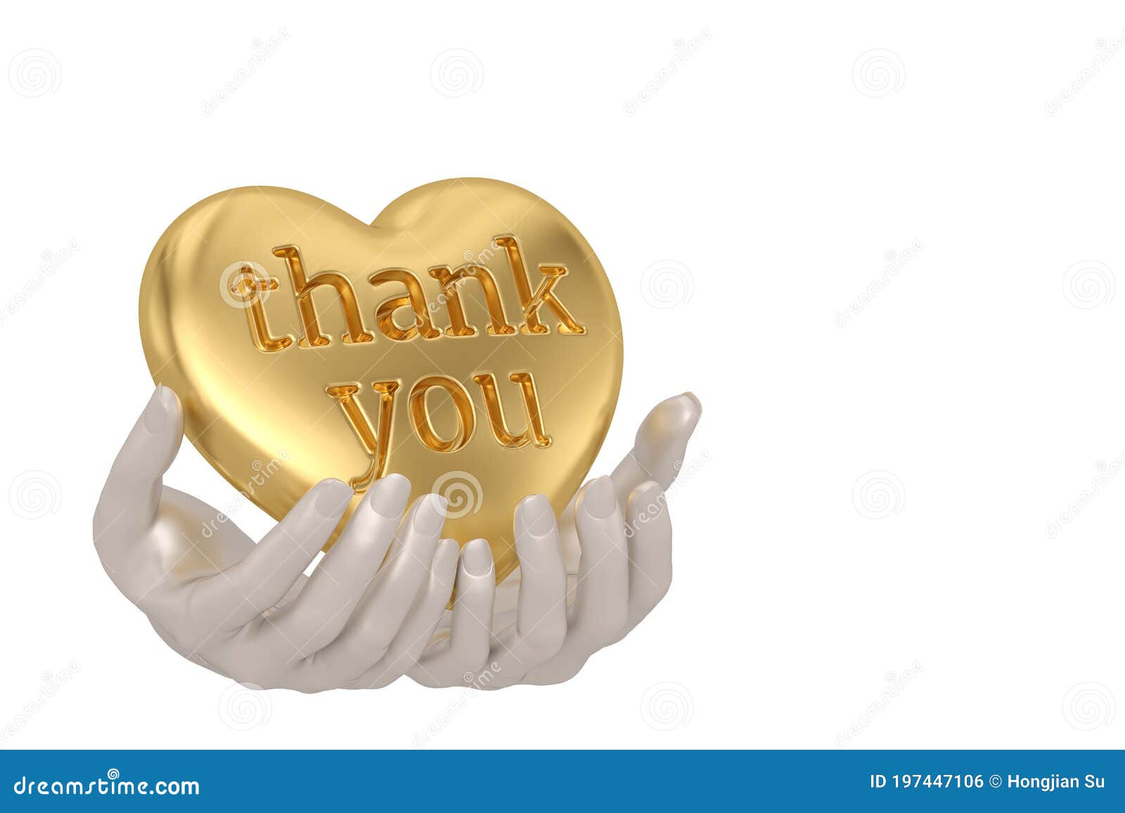 Hands Holding Heart with the Text Thank You 3D Render. 3D Illustration ...
