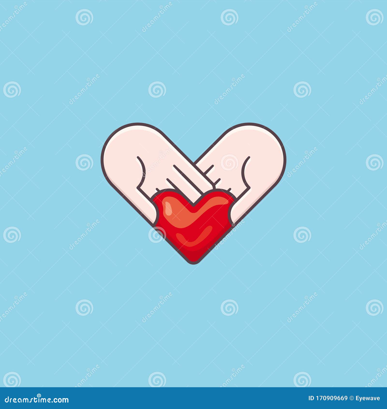 Hands Holding Heart Vector Illustration Valentines Day Or Organ