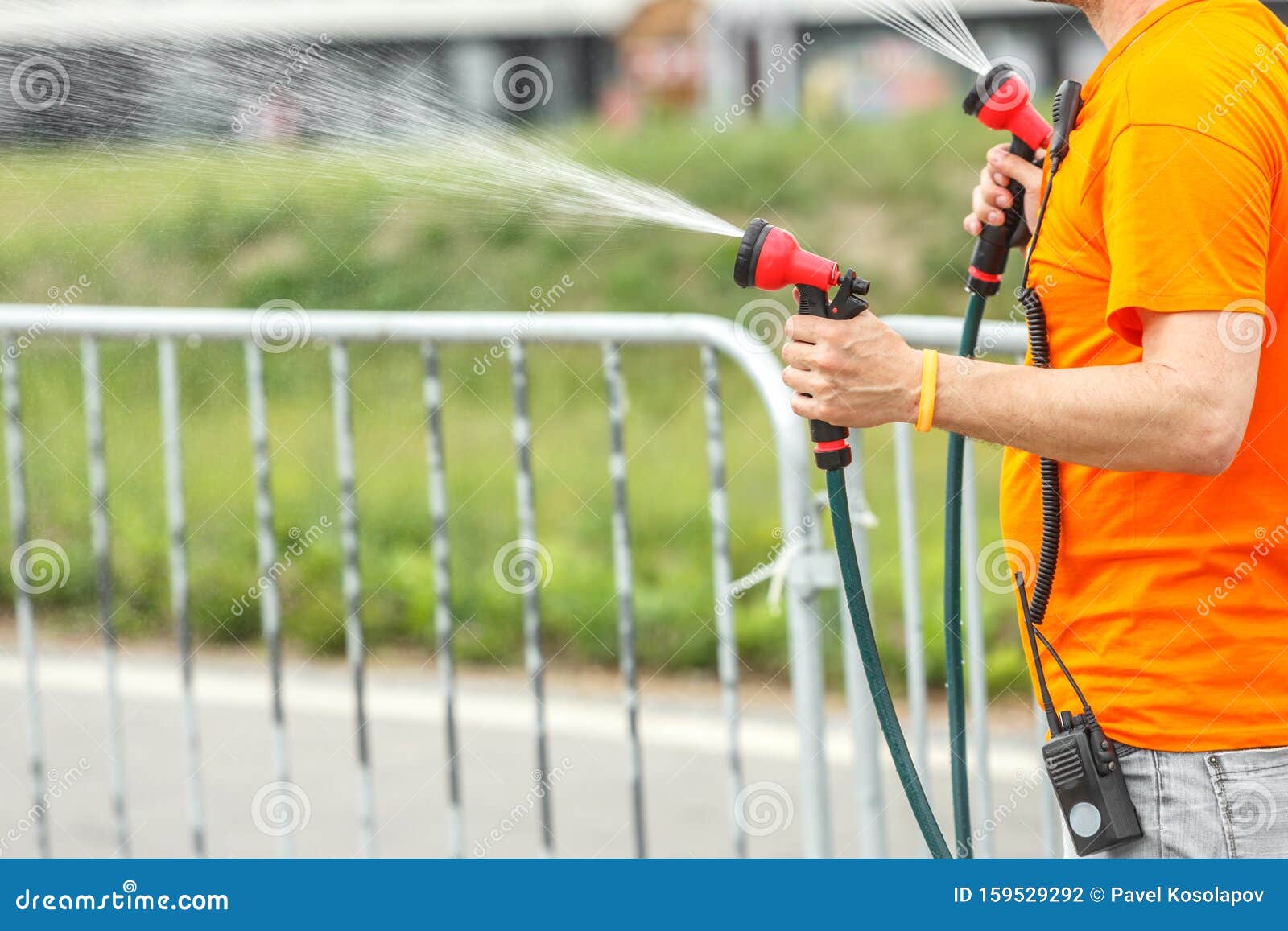Hands Holding Hoses with Shower Stock Photo - Image of pipe, hold ...