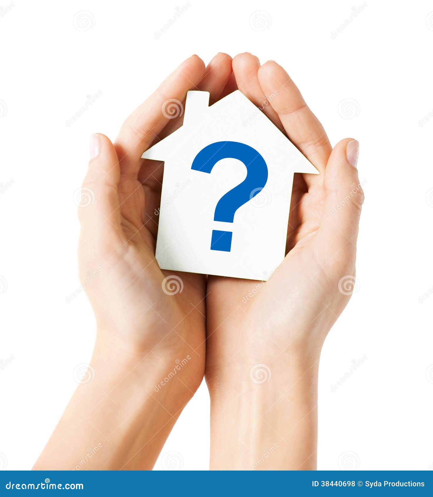 Hands Holding House with Question Mark Stock Photo - Image of elegant ...