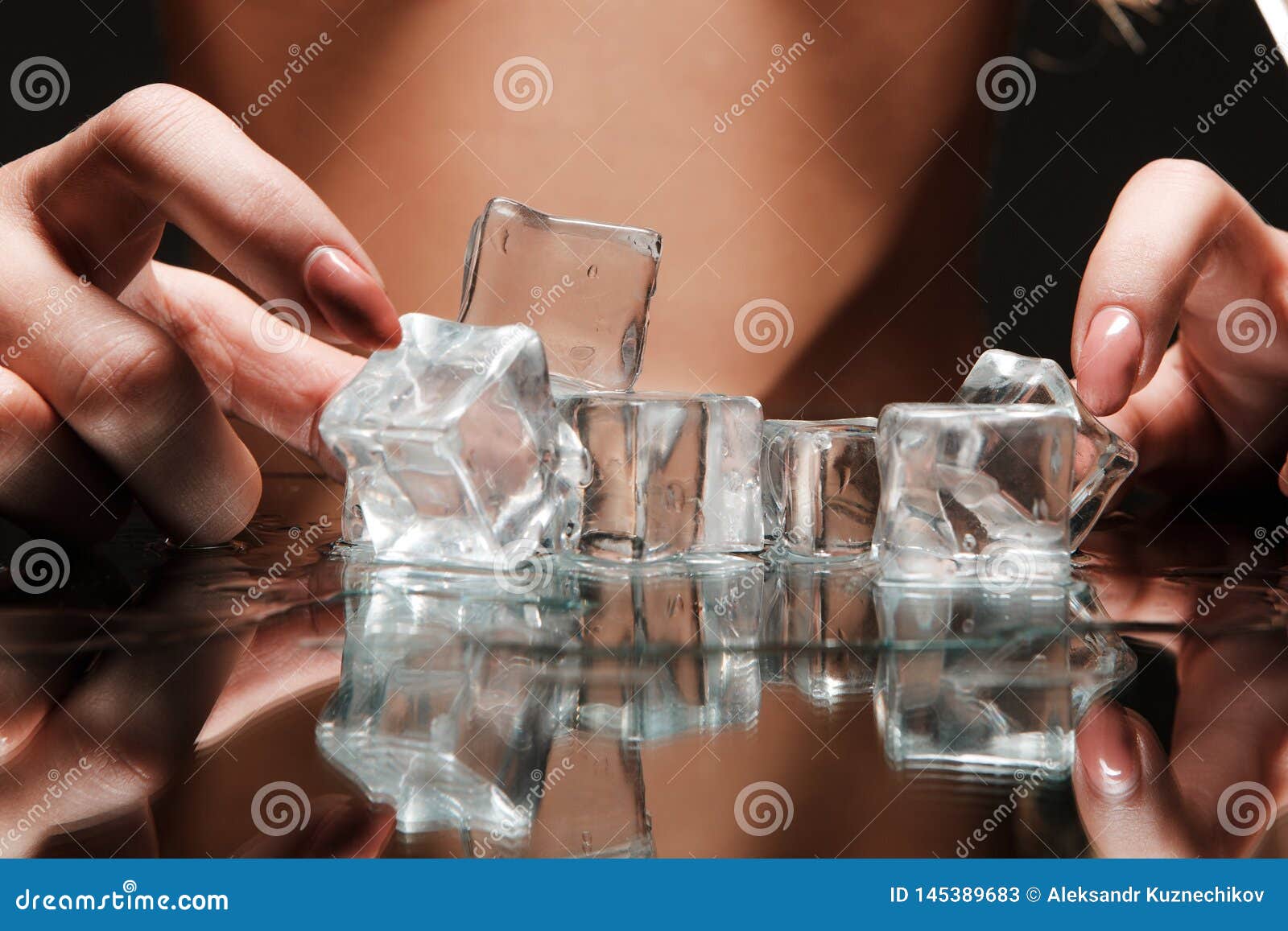 Ice Cubes in Beautiful Female Hands Stock Image - Image of holding ...