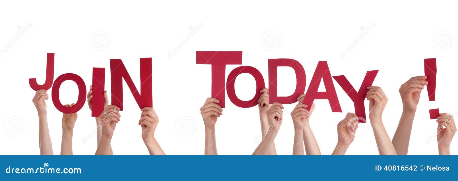 Hands Holding Join Today stock photo. Image of registration - 40816542