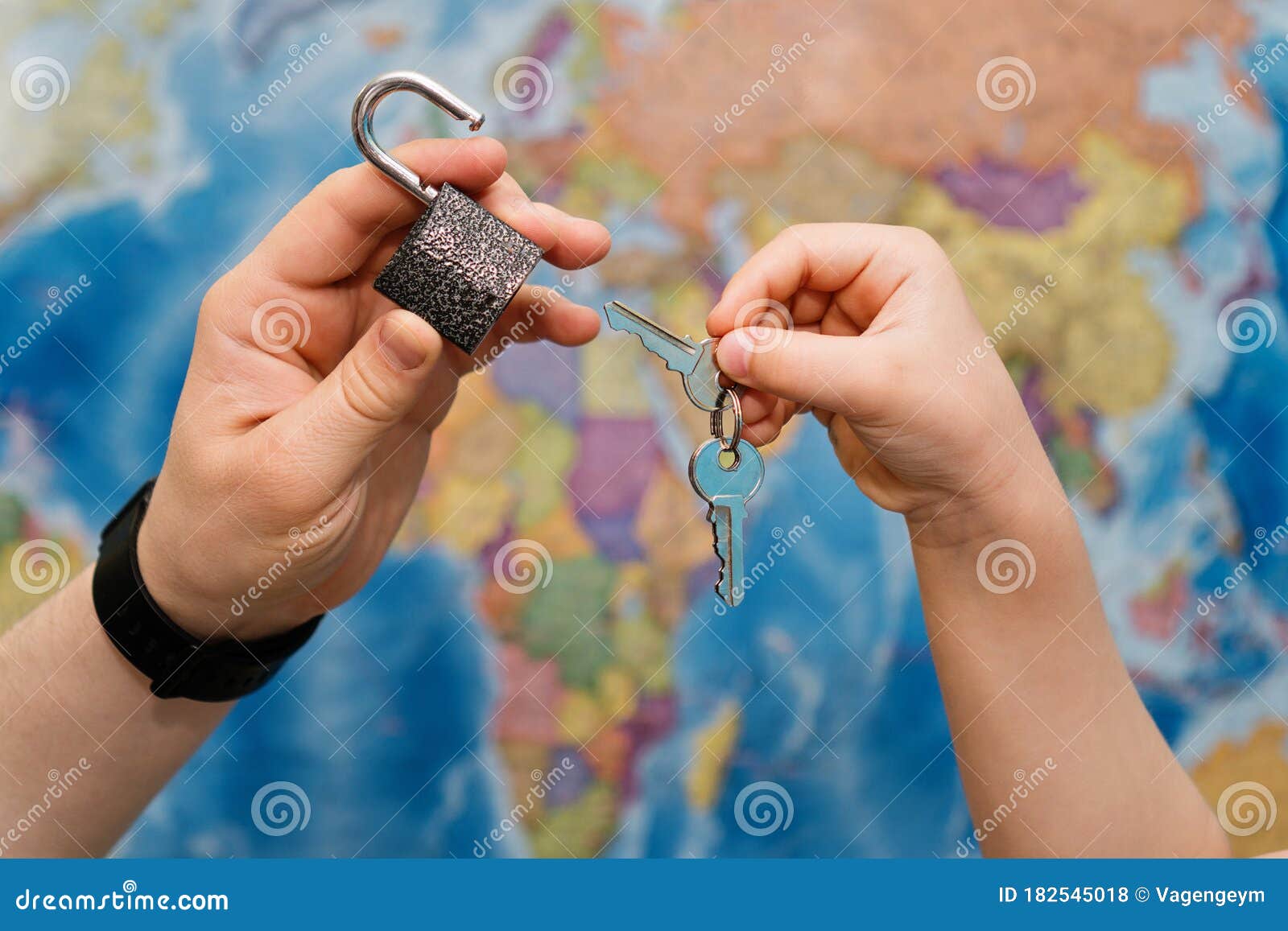 Child Unlocking A Simple Closed Coded Lock, Holding A Code Padlock In ... Child Unlocking A Simple Closed Coded Lock, Holding A Code Padlock In ...