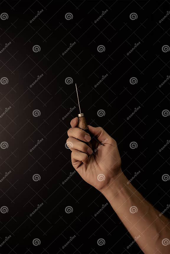 Hands Holding Leather Craft Object with Tool Using for Manufacture ...