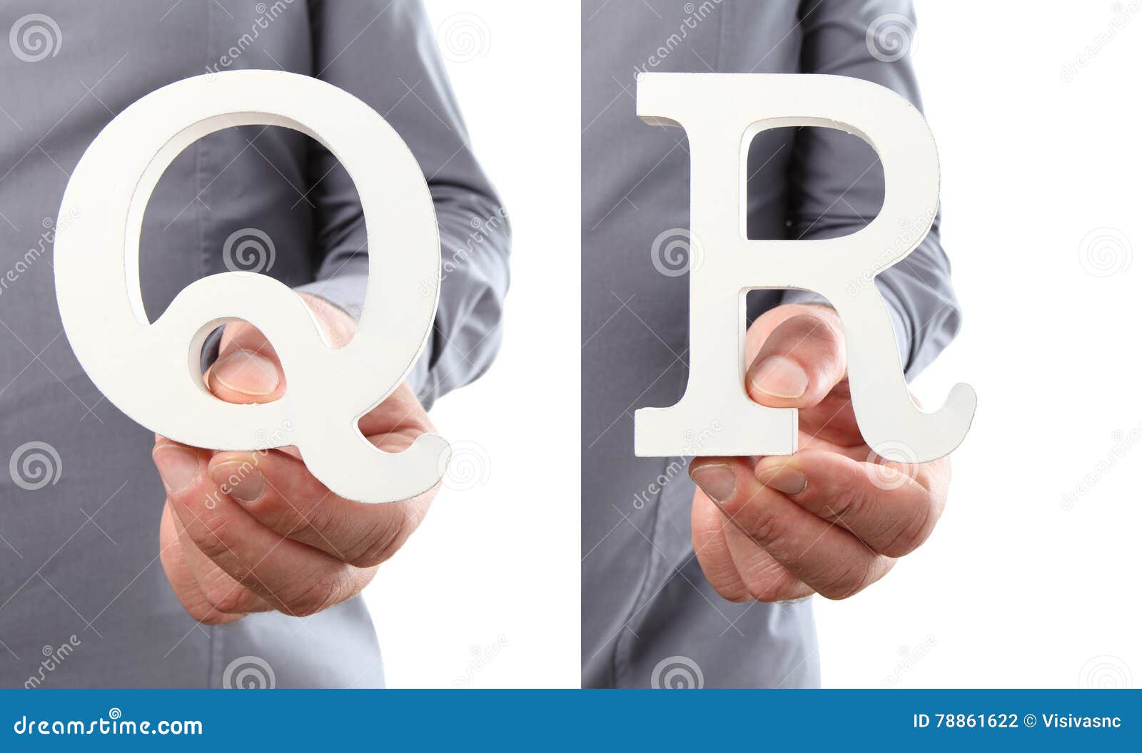 Hands Holding Letter Q and R from Alphabet Isolated on a White B Stock ...