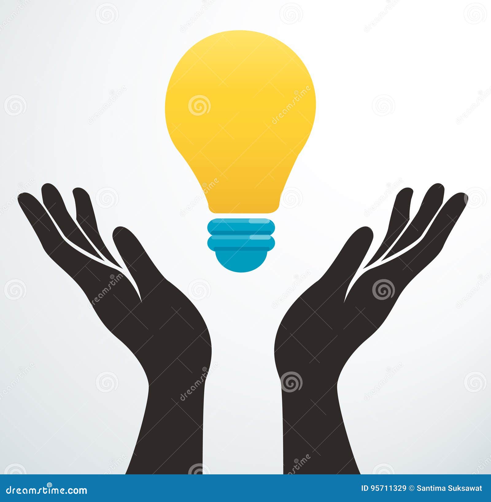 Hands Holding Light Bulb Icon Vector, Creative Concept Stock Vector ...