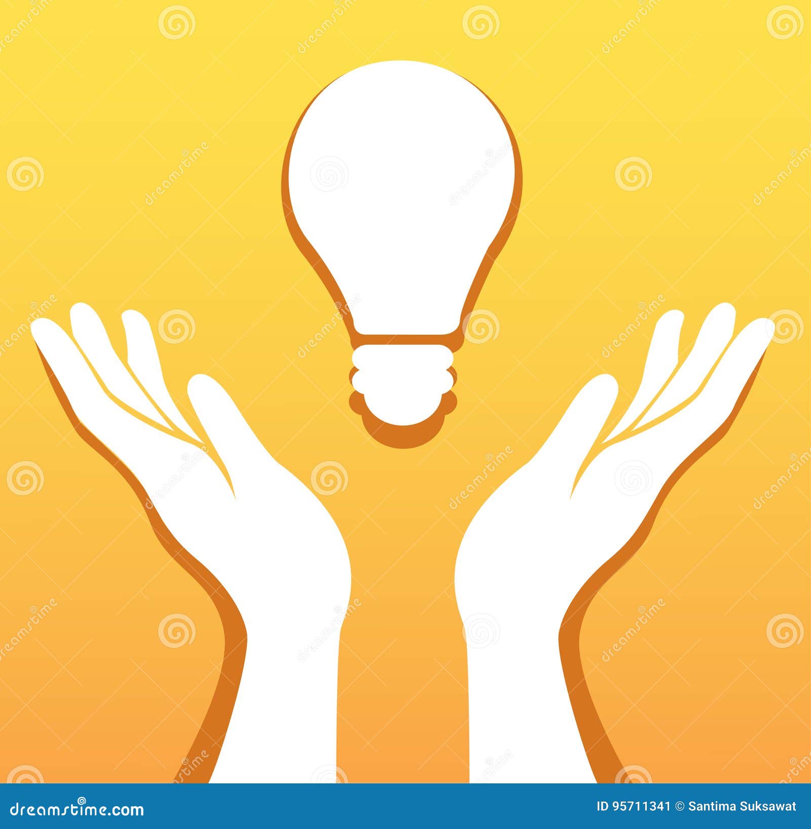 Hands Holding Light Bulb Icon Vector, Creative Concept Stock Vector ...
