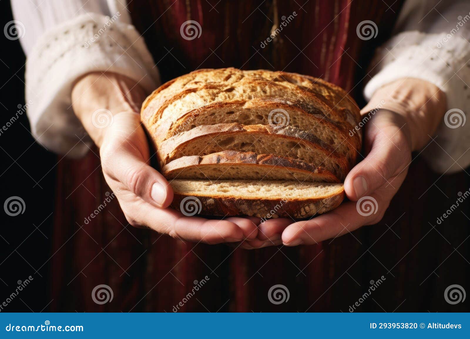 Hands Holding A Loaf Of Unleavened Bread Stock Photography ...
