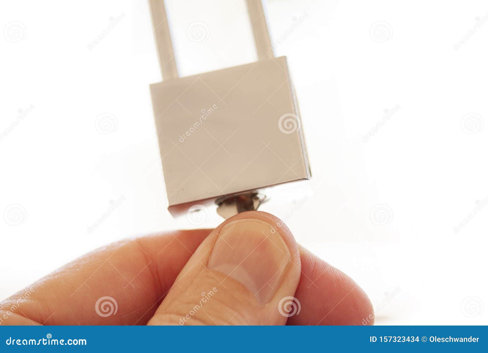 Hands Holding, Locking and Unlocking Stainless Steel Padlock Isolated ...