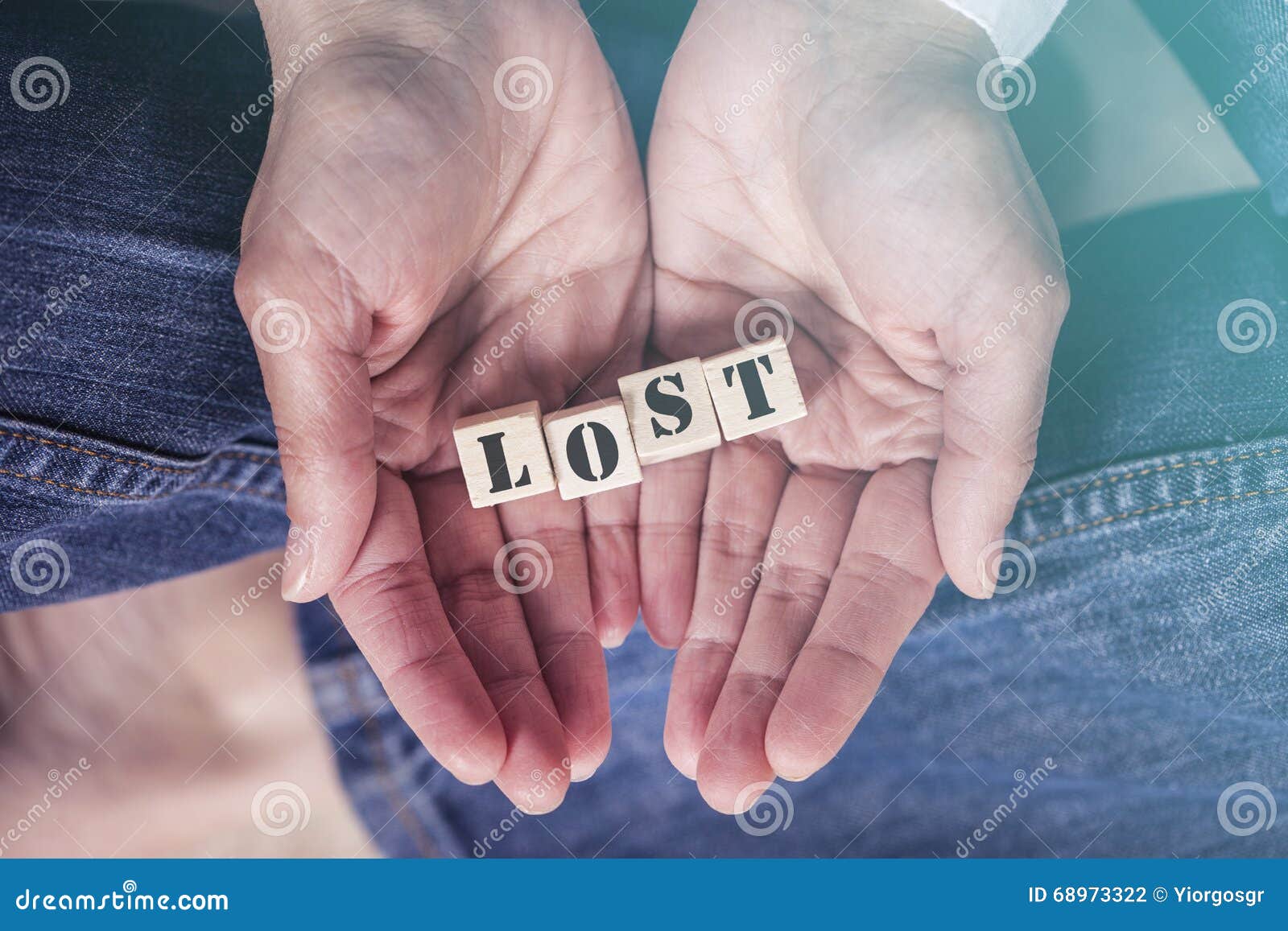 Hands holding Lost message stock photo. Image of loneliness - 68973322