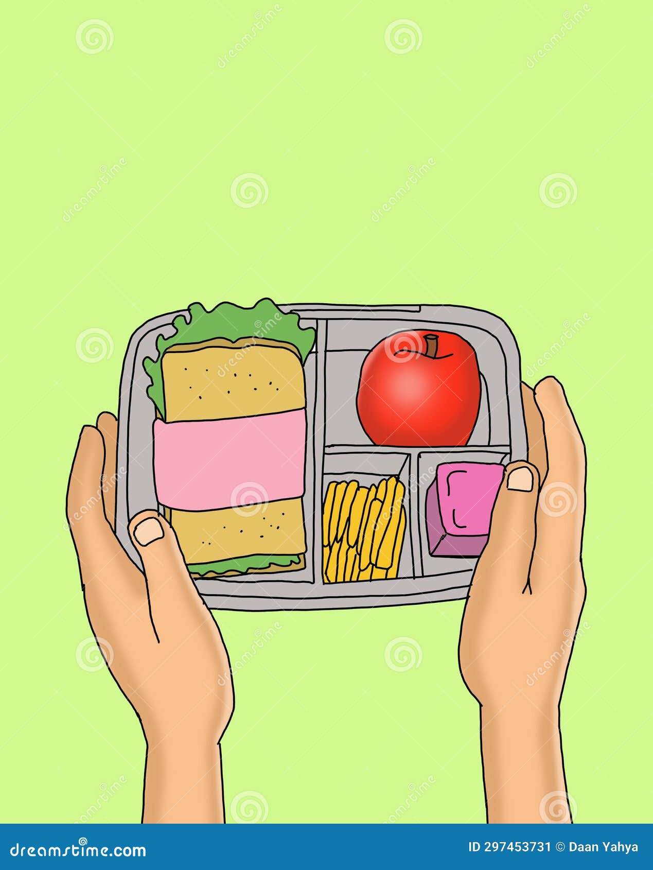 Hands Holding Lunch Box Illustration Stock Illustration - Illustration ...