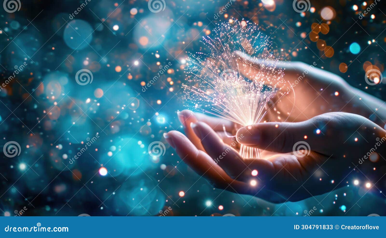 A Hands Holding Magical Glowing Object with Bokeh Background Stock ...