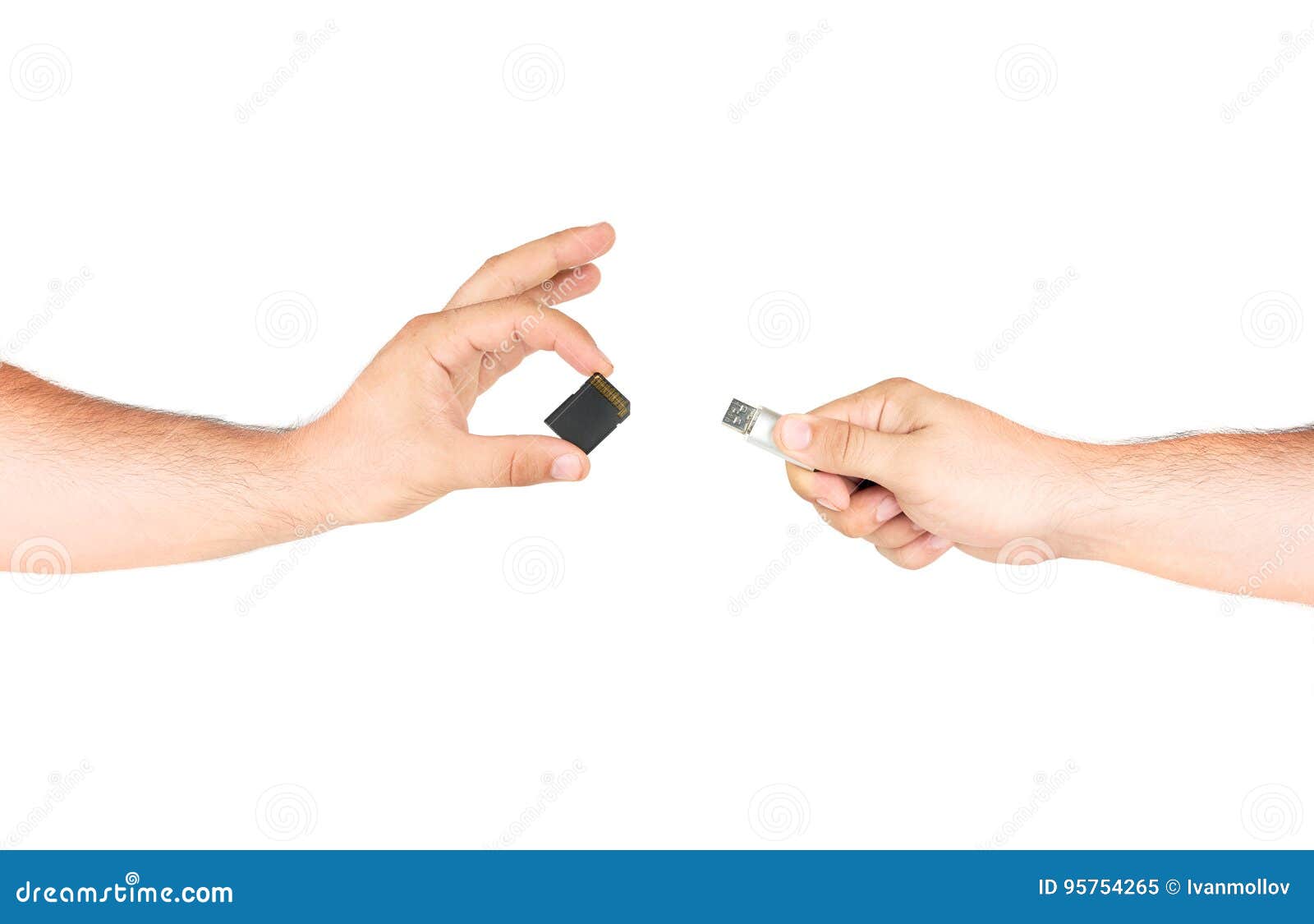 Hands Holding Memory Card Versus Flash Memory Stick Stock Image - Image ...