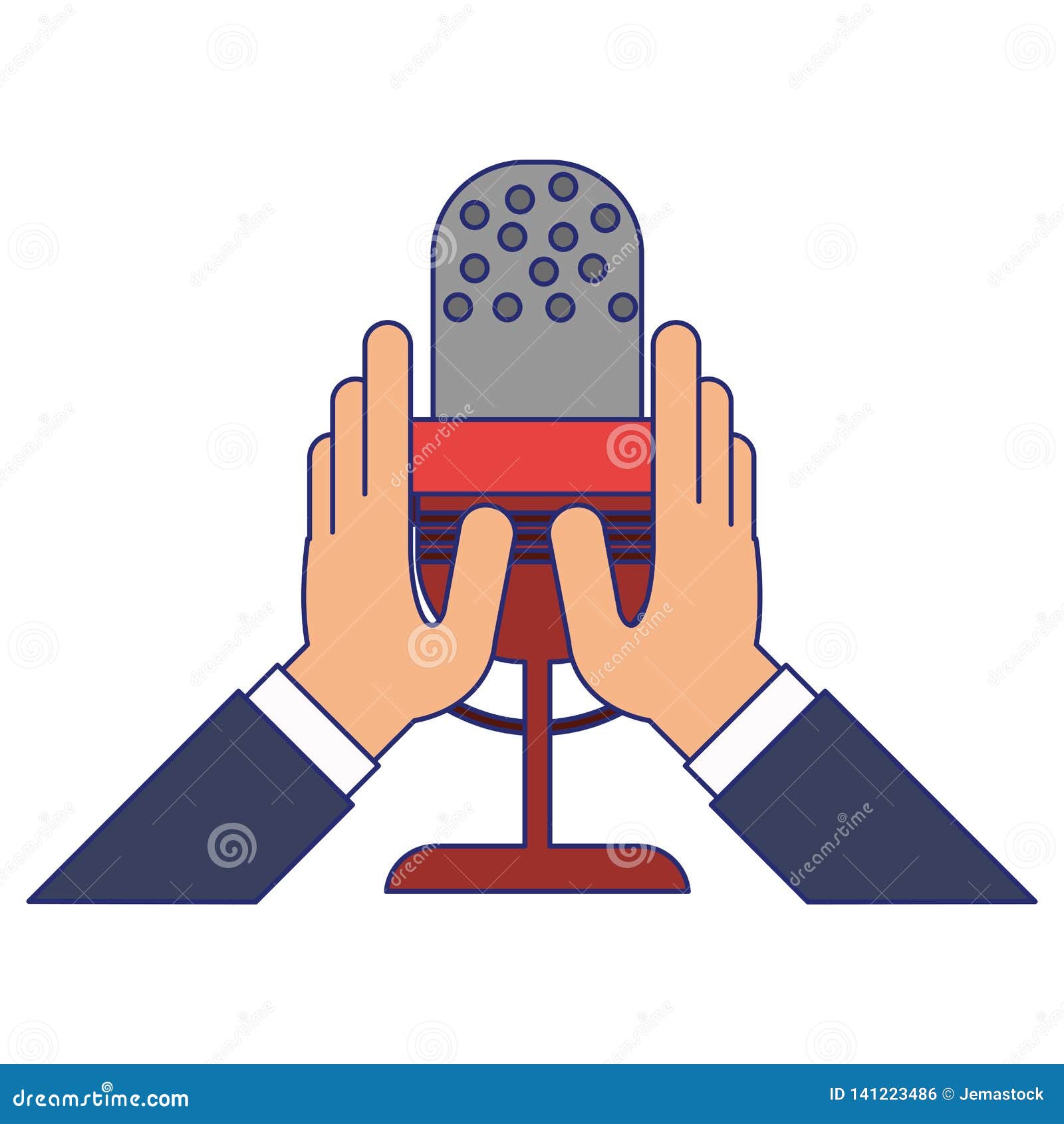 Hands Holding Microphone Stock Illustrations – 398 Hands Holding ...