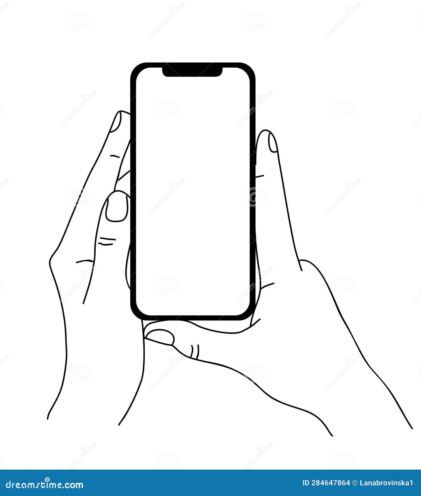Hands Holding Mobile Phone Line Art Drawing Vector Stock Vector ...