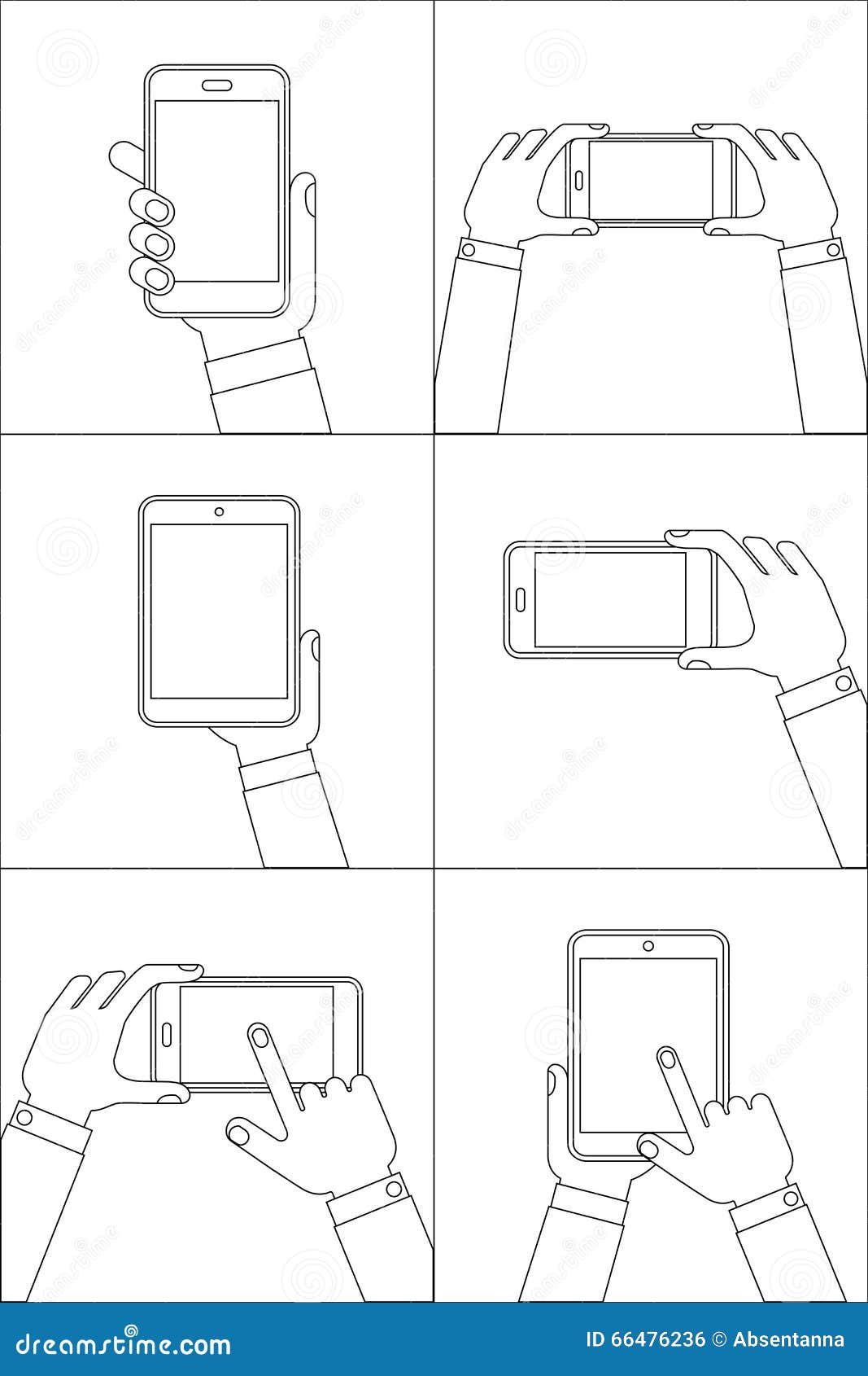 Hands Holding Mobile Phones Stock Vector - Illustration of cell, device ...