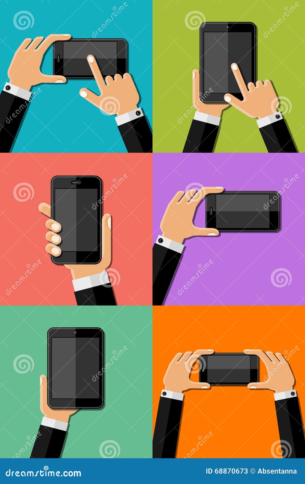 Hands Holding Mobile Phones Stock Vector - Illustration of business ...