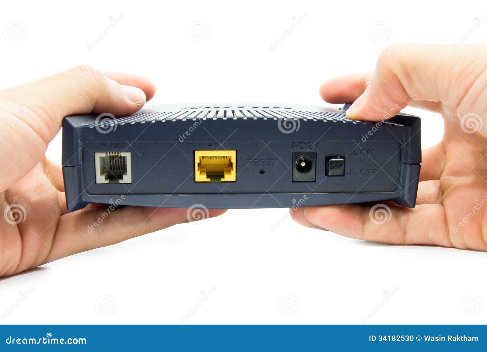 Hands holding a modem. stock photo. Image of wire, cables - 34182530