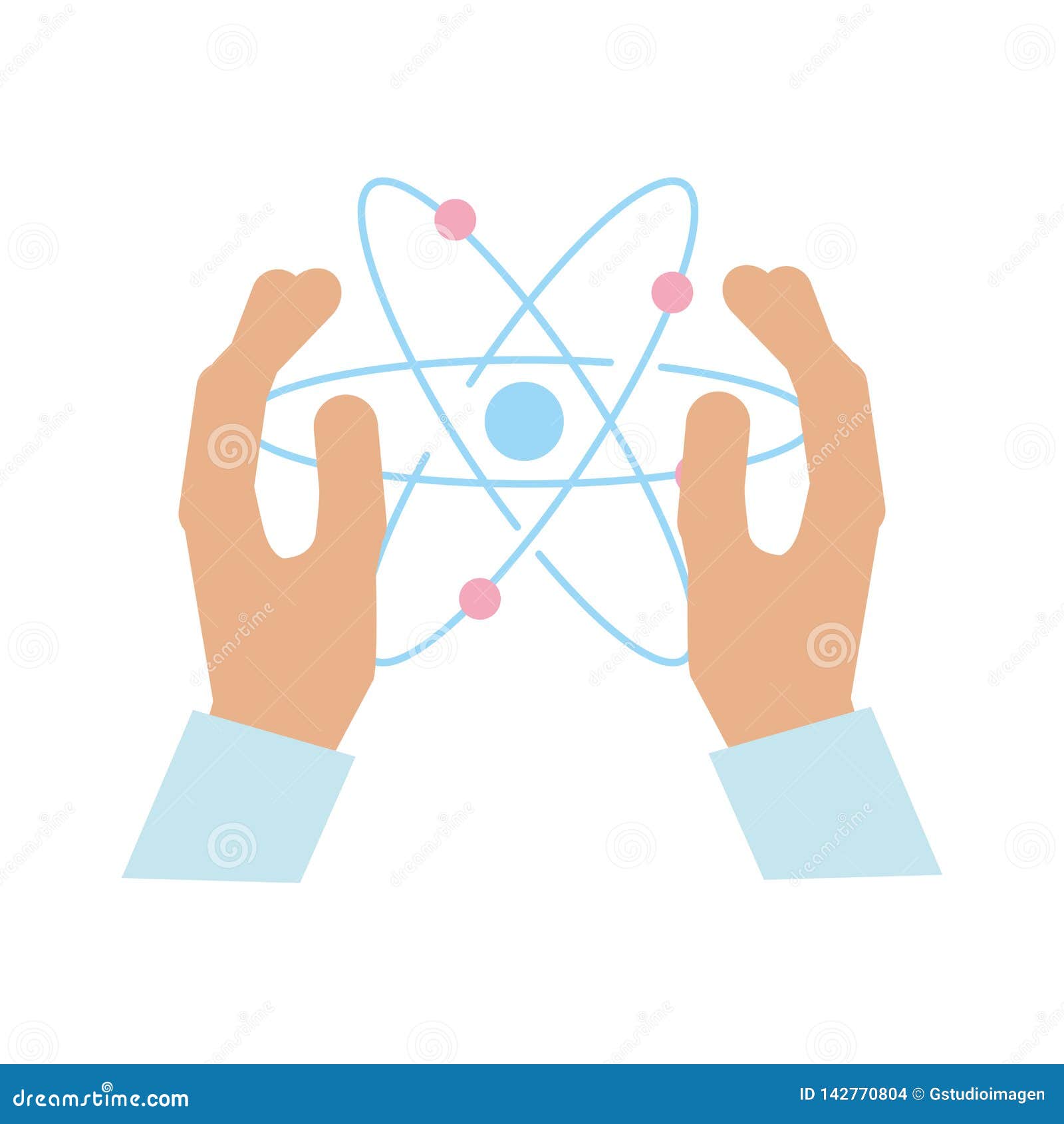 Hands Holding Molecule Atom Chemistry Laboratory Stock Vector ...