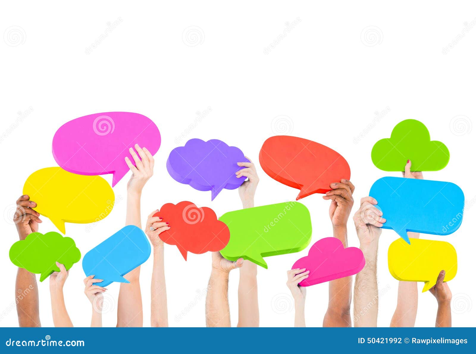 Hands Holding Multi Colored Speech Bubbles Concept Stock Photo - Image ...