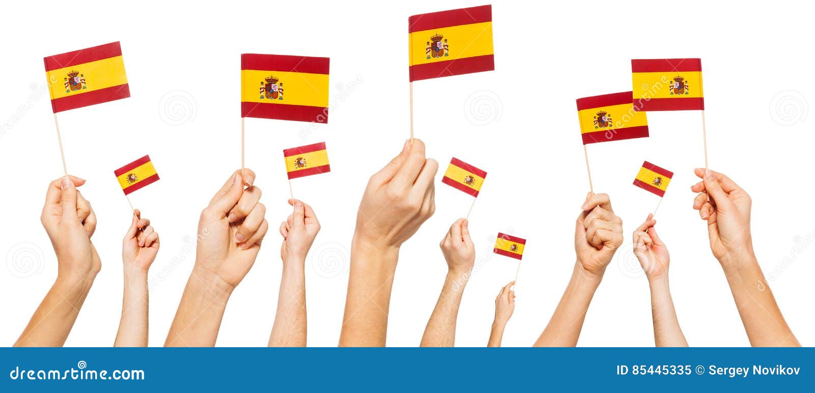 Hands Holding the National Flags of Spain Stock Image - Image of ...