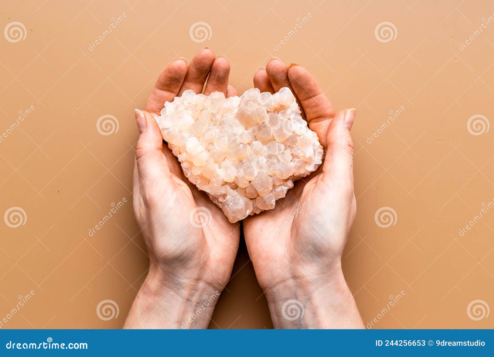 Hands Holding Natural Mineral Rock or Shiny Gemstone Stock Image ...