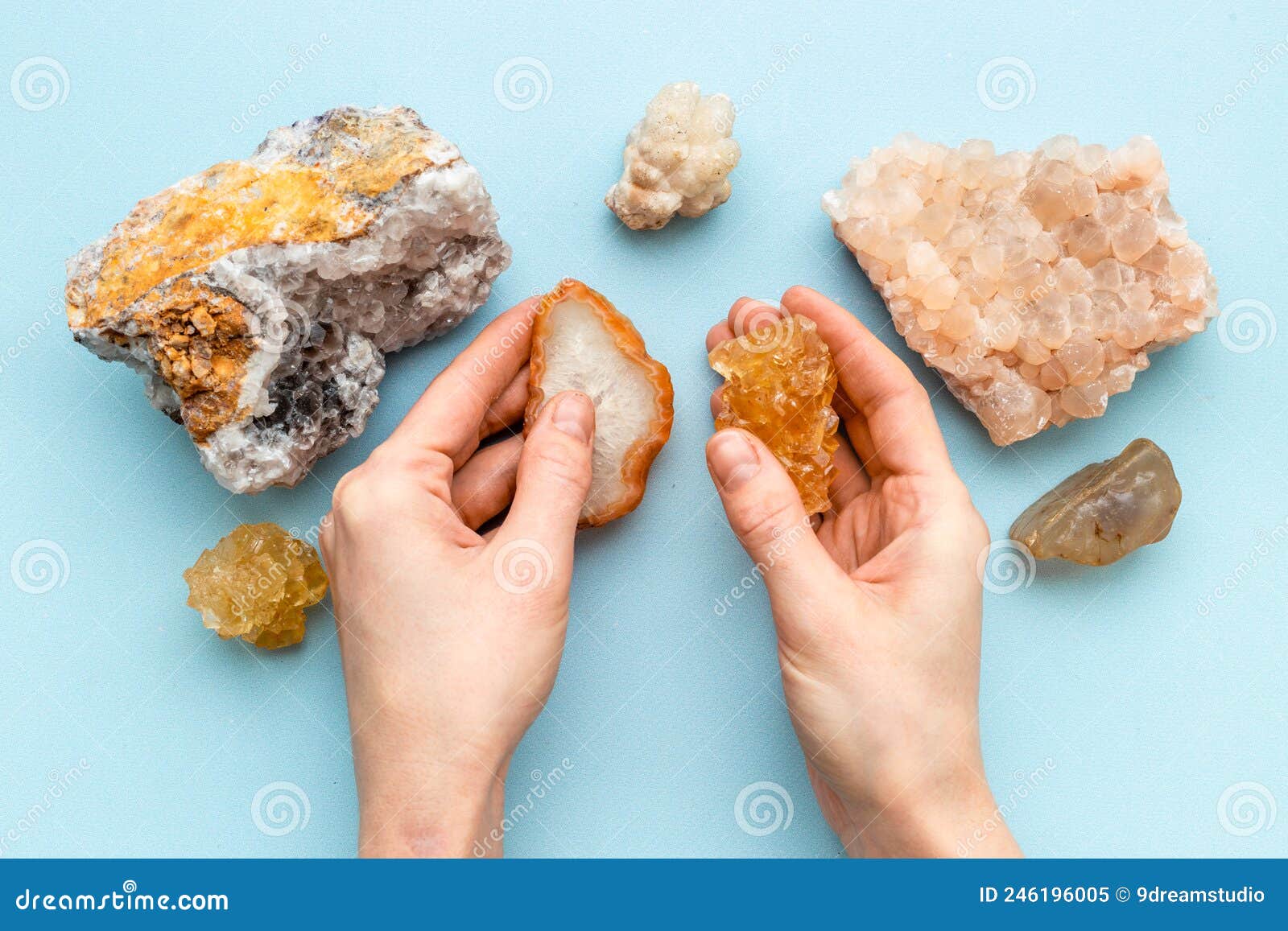 Hands Holding Natural Mineral Rock or Shiny Gemstone Stock Image ...