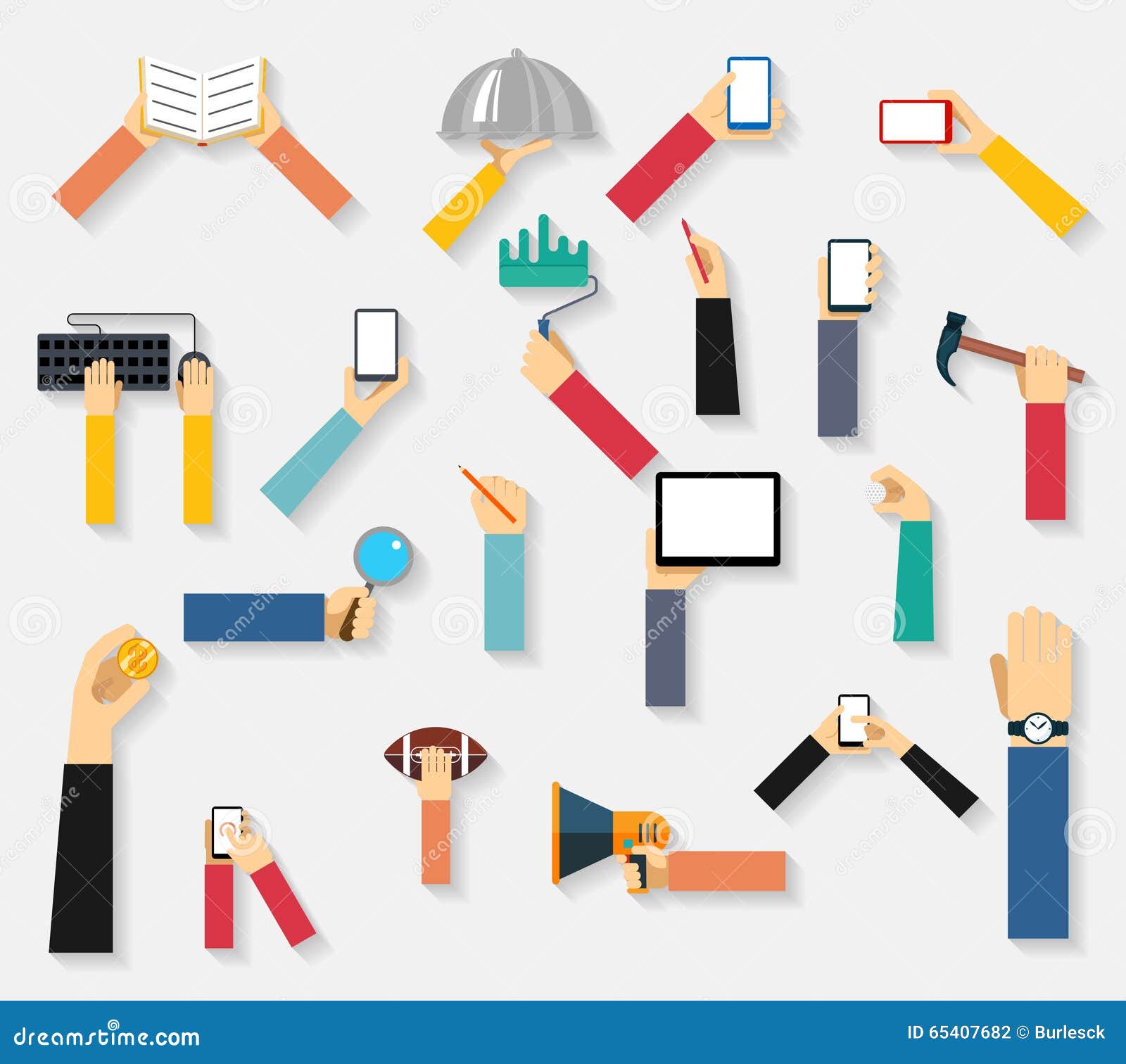 Hands Holding Objects Vector Stock Vector - Illustration of human ...