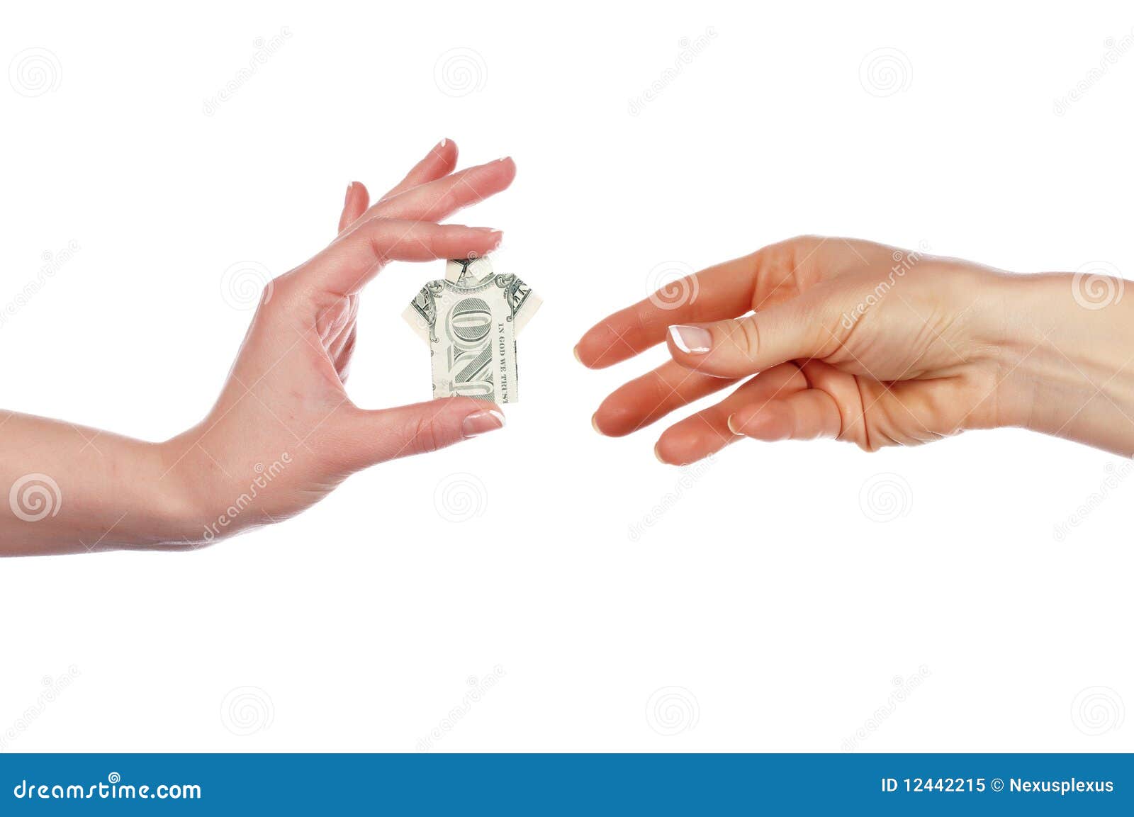 Hands holding a one dollar stock image. Image of concept - 12442215
