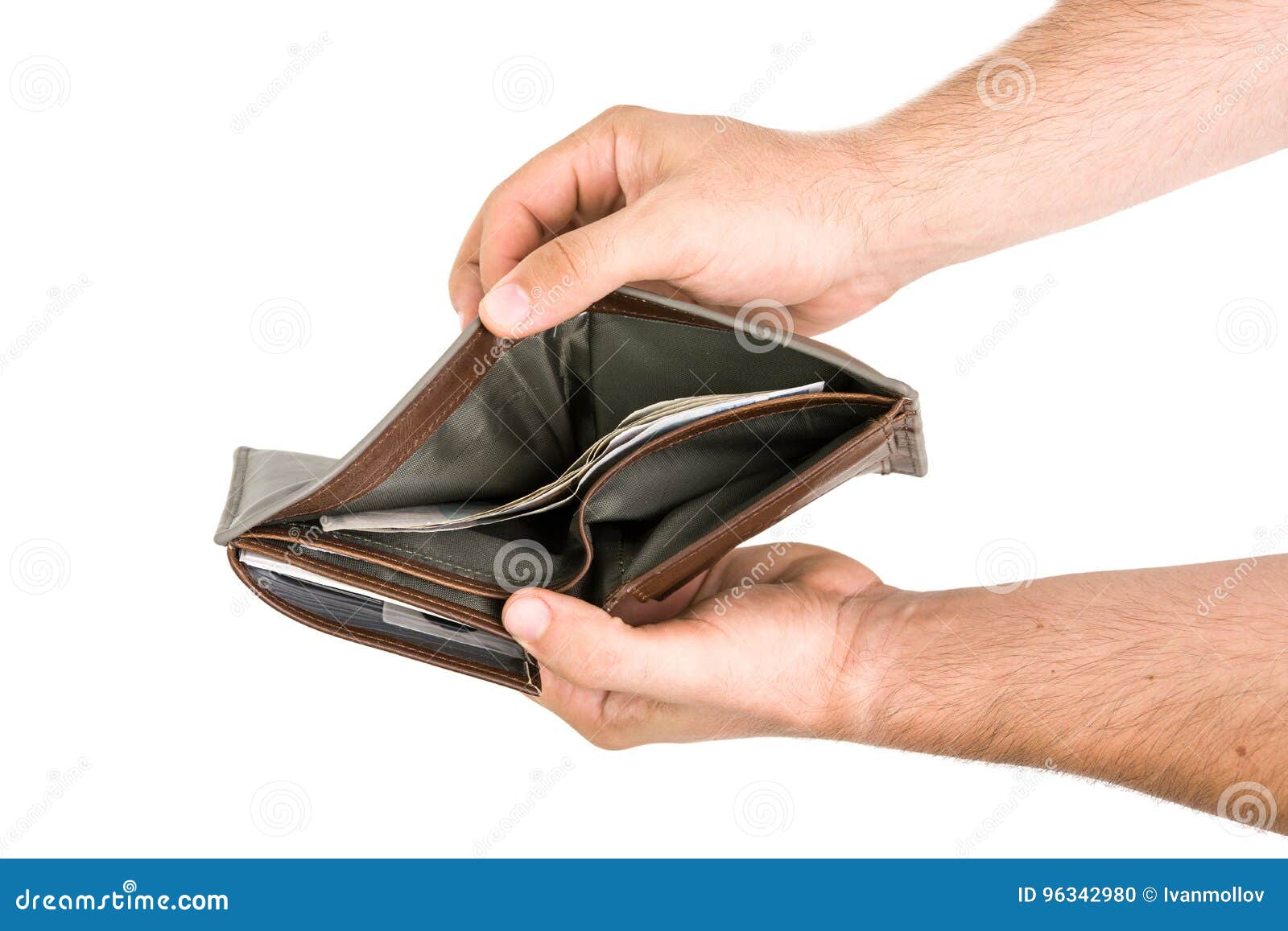 Hands Holding Open Male Wallet Stock Photo - Image of object, closeup ...