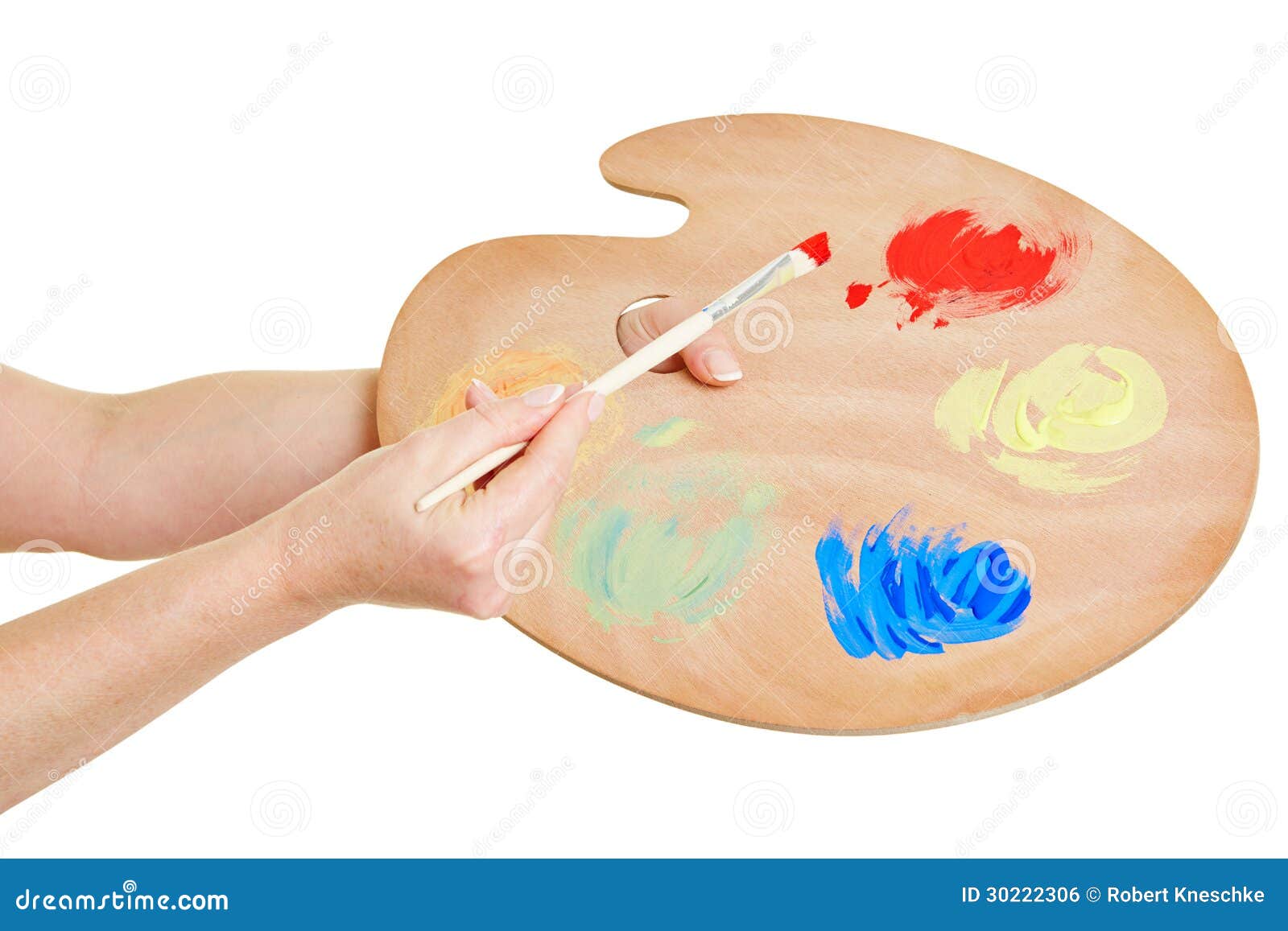 Hands with Paintbrush and Mixing Stock Photo - Image of artist ...