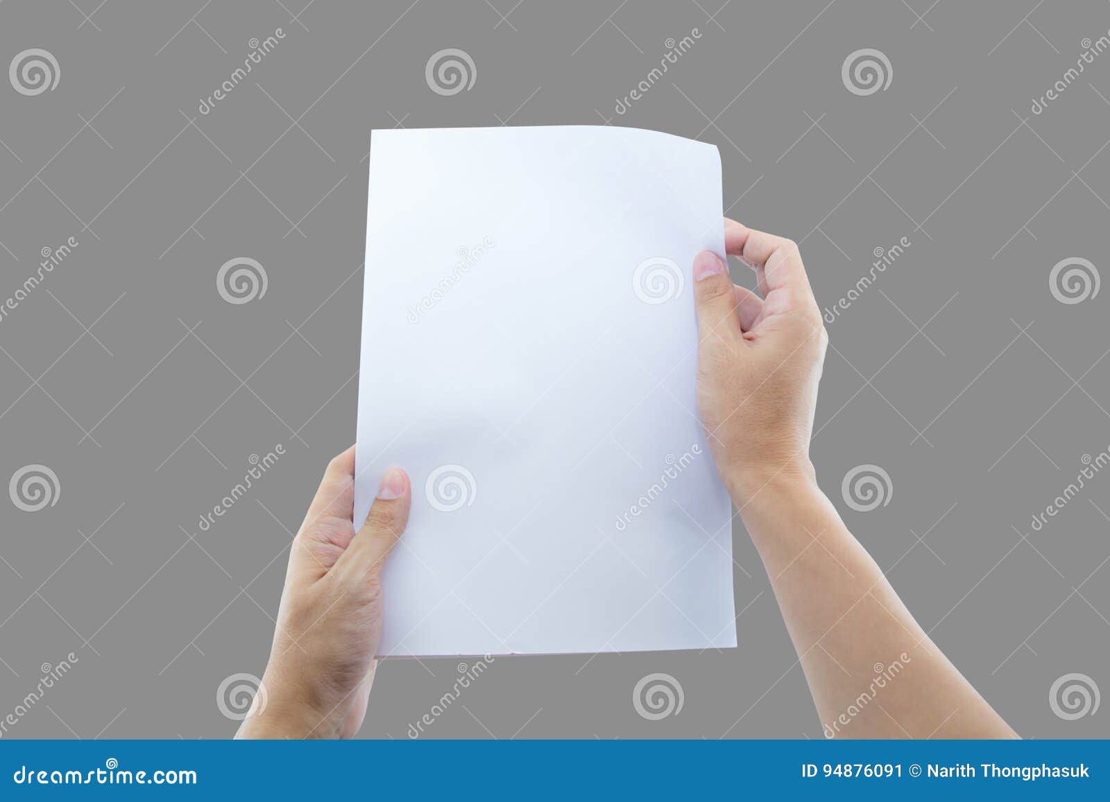 Hands Holding Paper Blank A4 Size For Letter Paper. Royalty-Free Stock ...