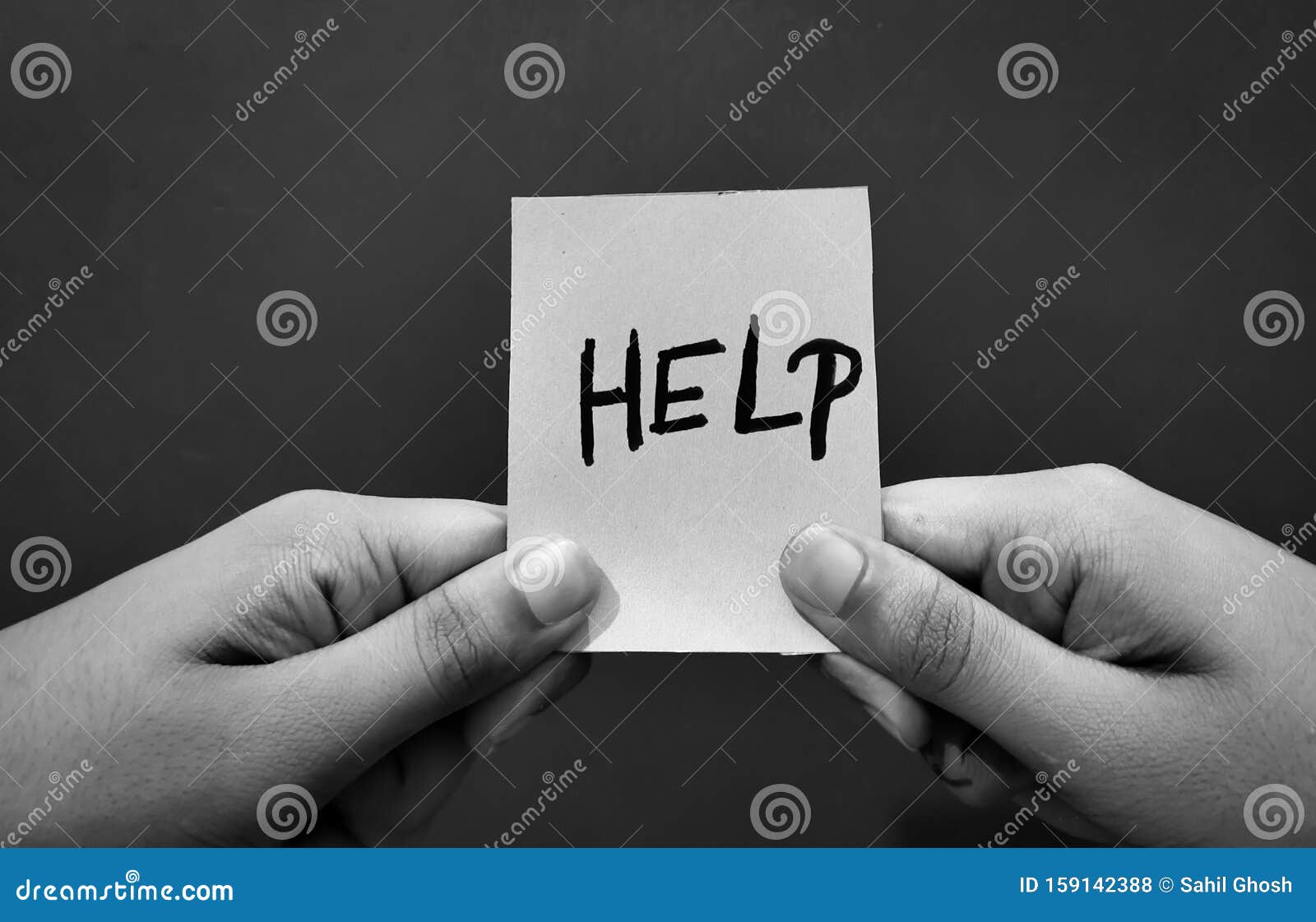 Hands Holding a Paper Card with the Word HELP. Stock Photo - Image of ...