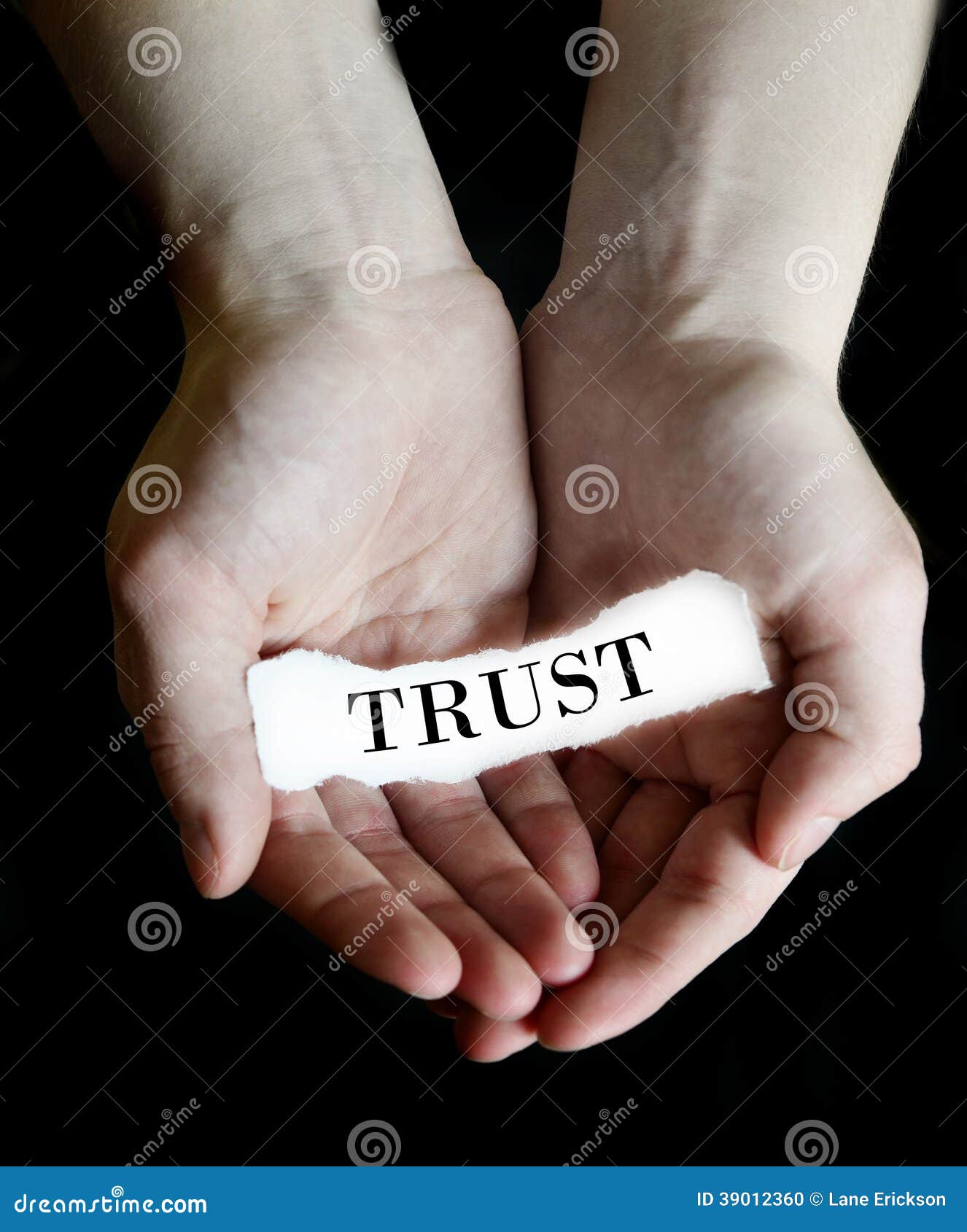 Hands Holding Paper Message Trust Stock Photo - Image of determination ...