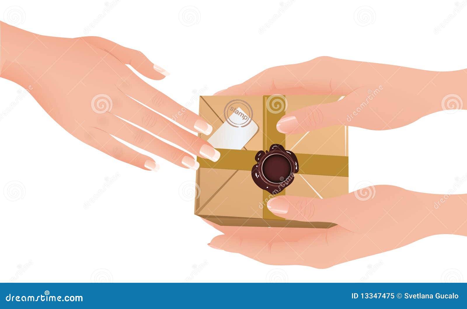 Hands holding parcel stock vector. Illustration of delivering - 13347475