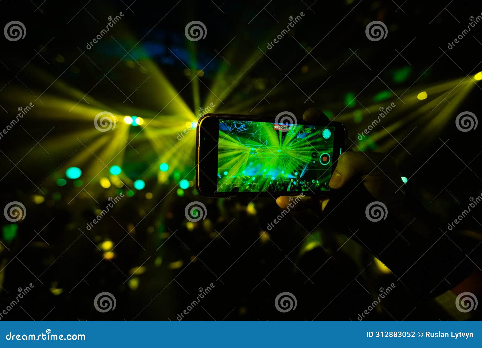 Hands Holding Phone and Making Photos on the Concert Stock Illustration ...