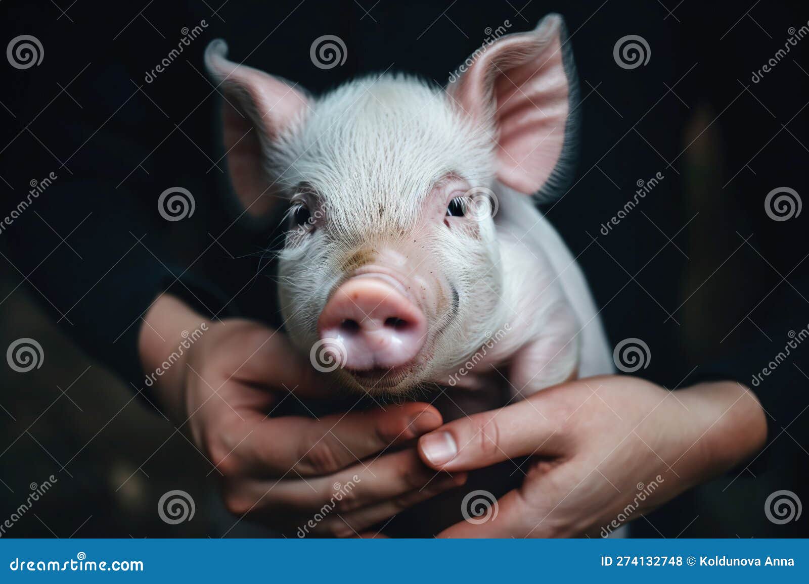 Hands Holding a Pig Created with Generative AI Technology Stock Photo ...