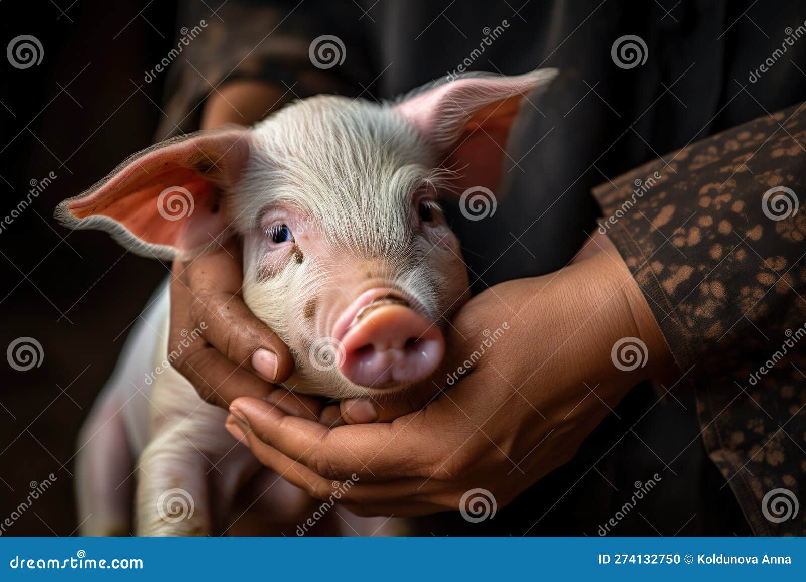 Hands Holding a Pig Created with Generative AI Technology Stock ...