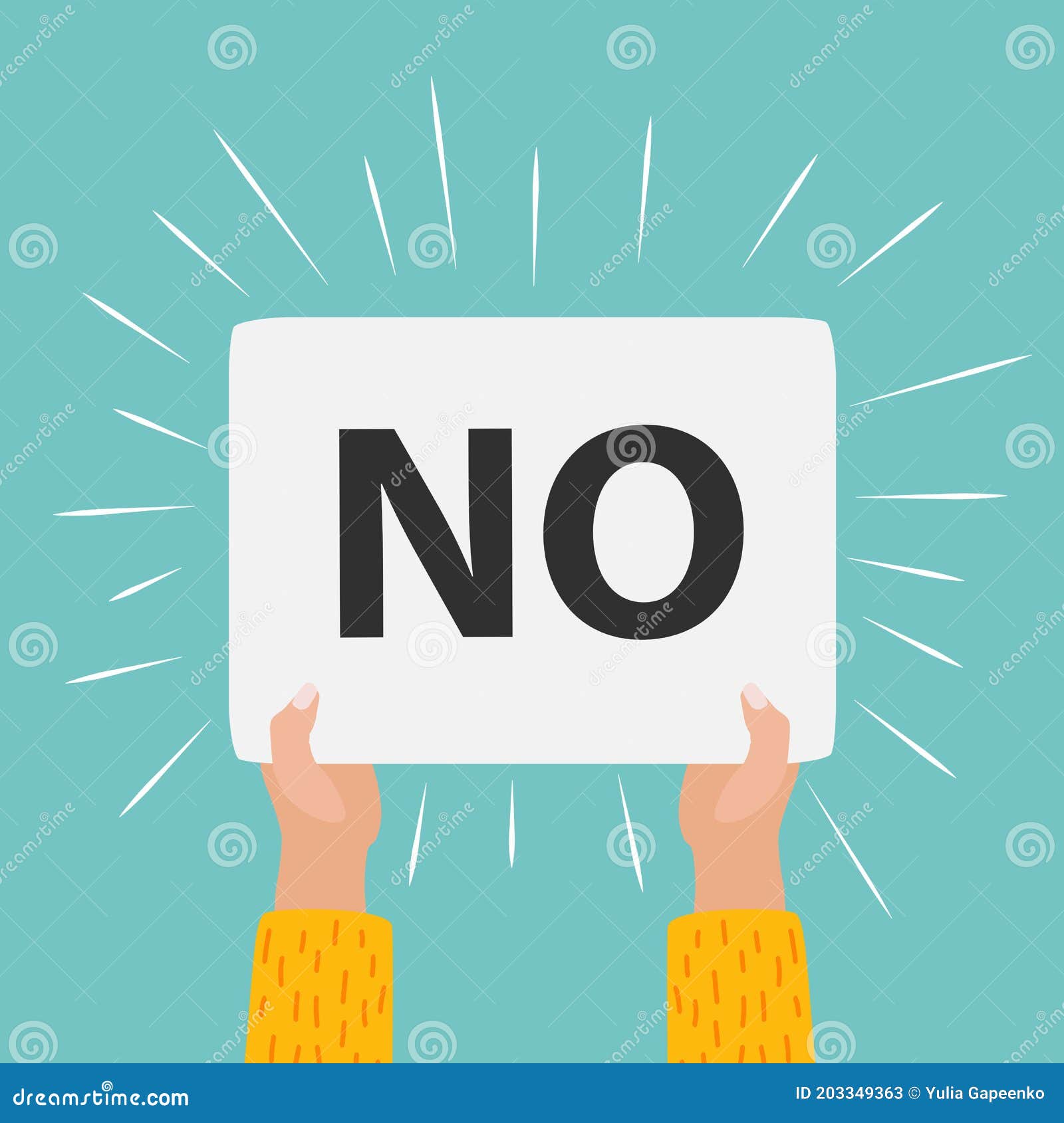 Hands Holding Placard with NO Word Background. Vector Illustration ...