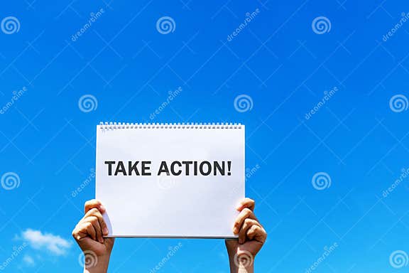Hands Holding a Placard with Text Take Action Stock Image - Image of ...