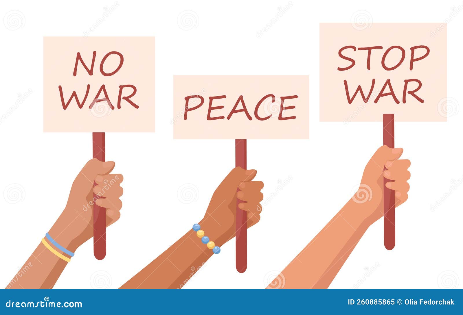Hands Holding Placards Against War Stock Vector - Illustration of ...