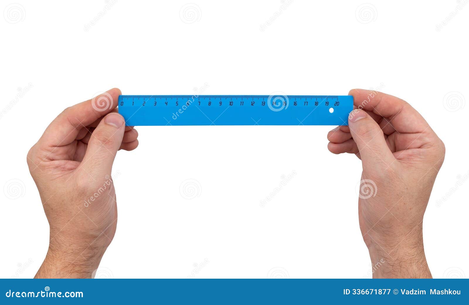 Hands Holding Plastic Ruler To Measure Length on White Background ...