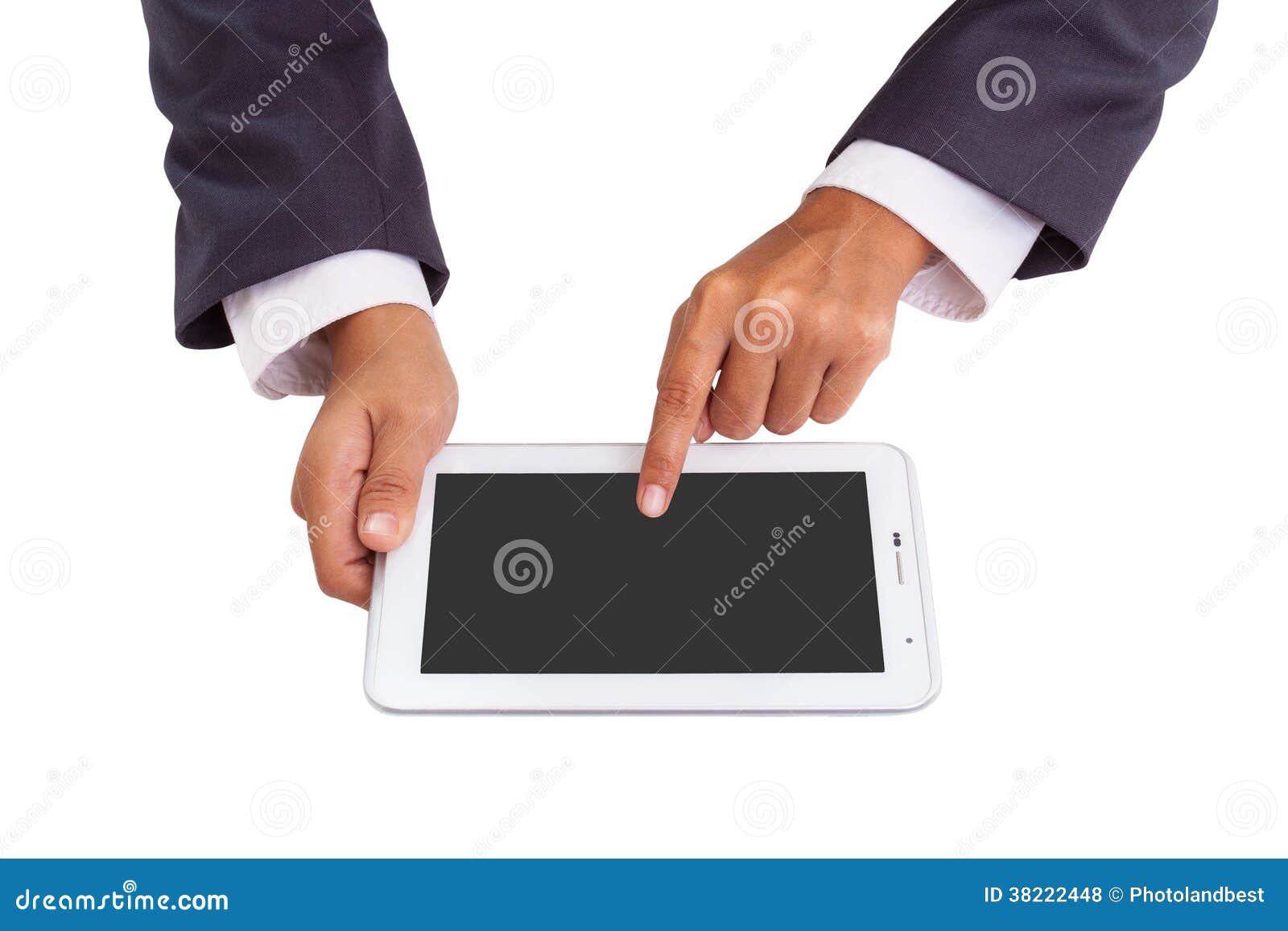 Hands Holding and Pointing on Contemporary Digital Frame Stock Photo ...