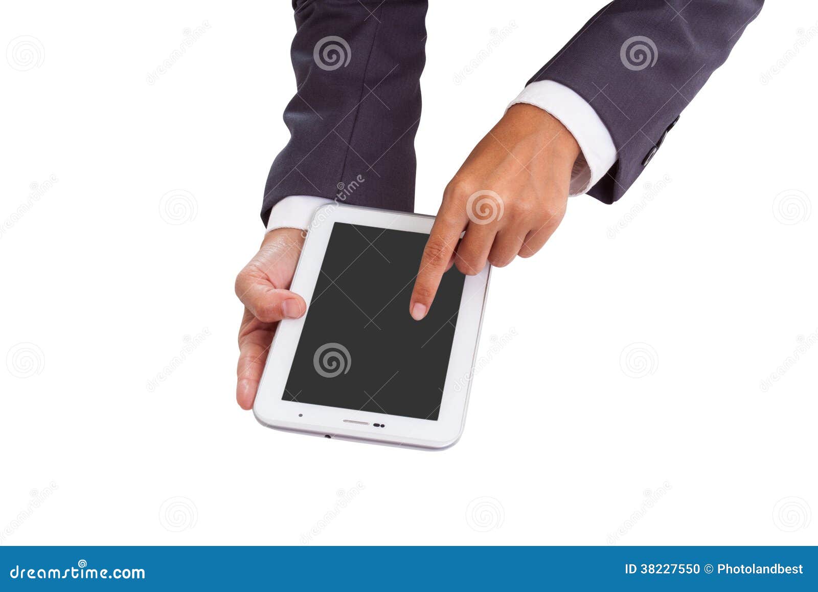 Hands Holding and Pointing on Contemporary Digital Frame Stock Photo ...