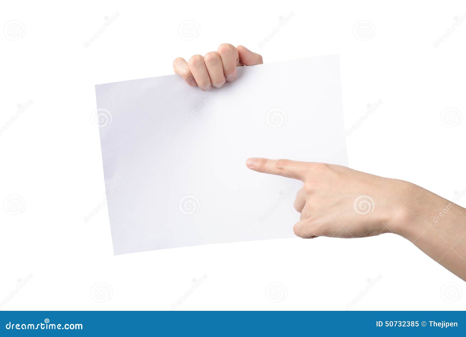 Hands Holding and Pointing A4 Paper, Isolated on White Stock Image ...