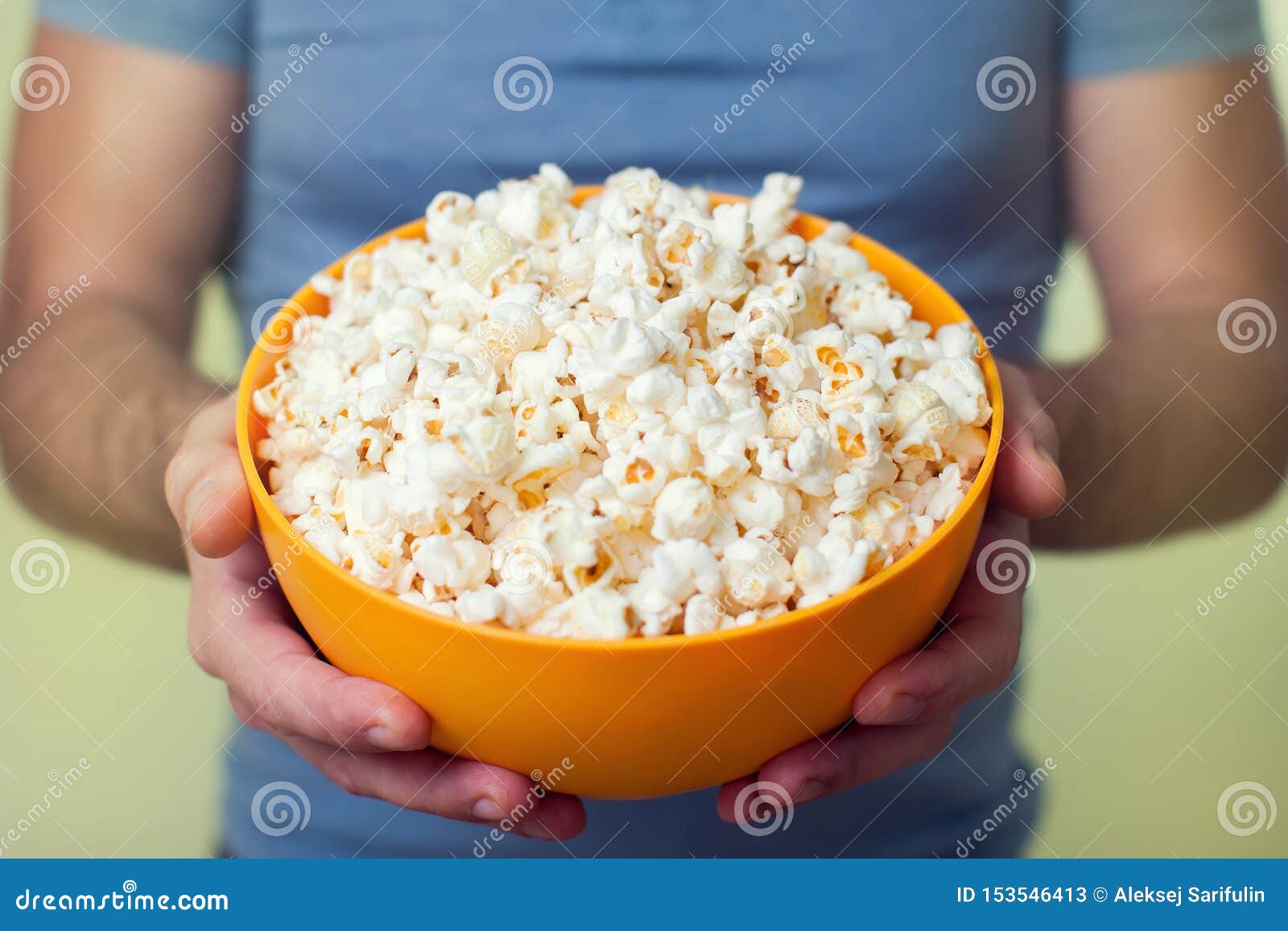 Hands Holding a Popcorn Box. People, Food Concept Stock Image - Image ...
