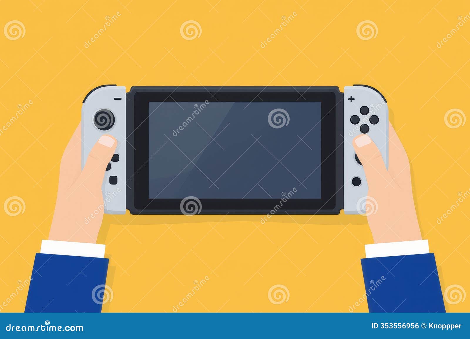 Hands Holding Portable Gaming Console with Removable Controllers Stock ...