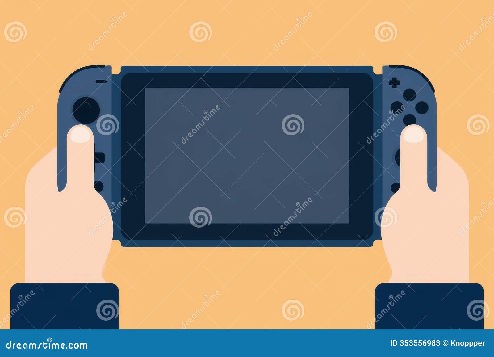 Hands Holding Portable Gaming Console with Removable Controllers Stock ...