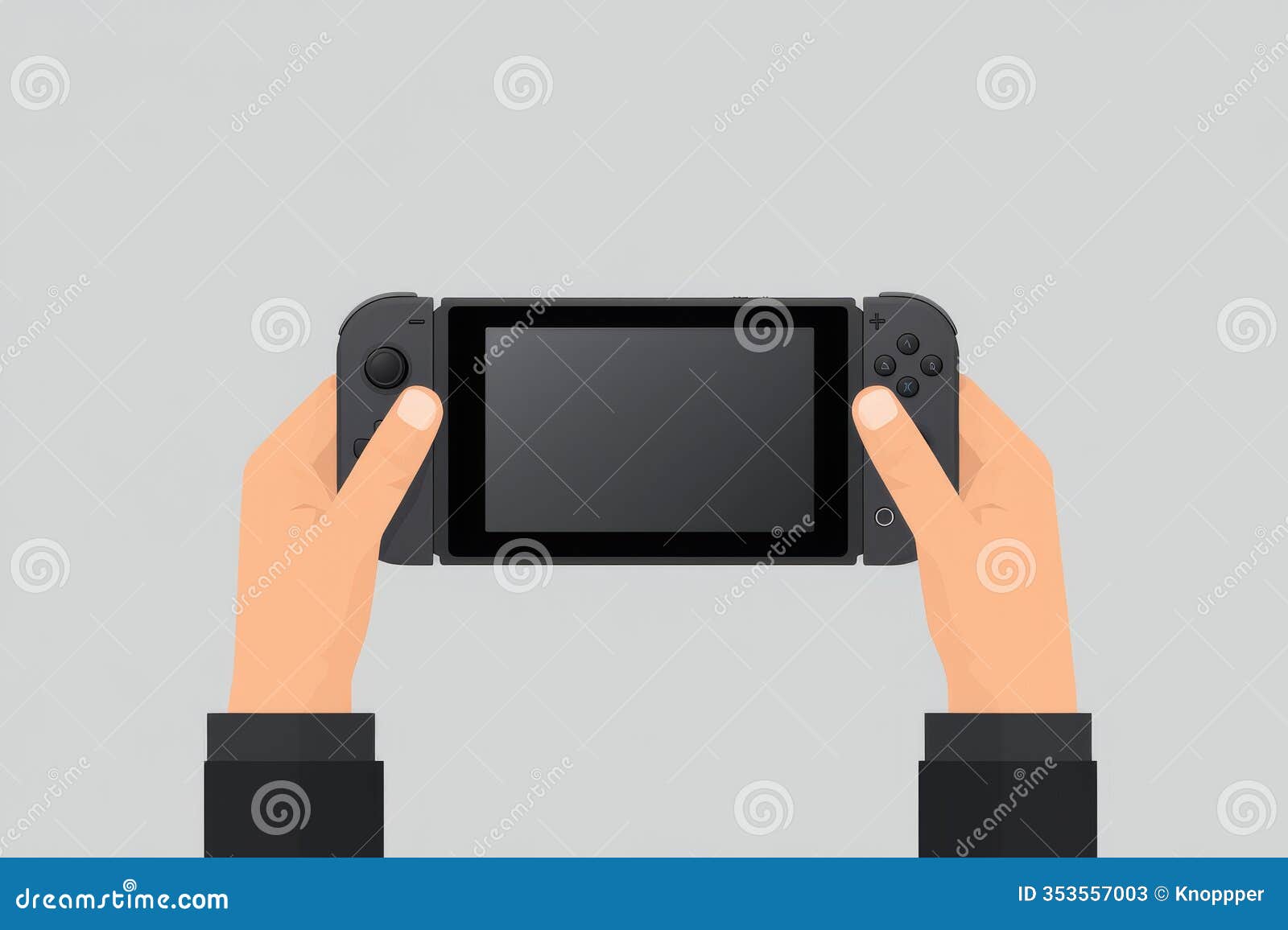 Hands Holding Portable Gaming Console with Removable Controllers Stock ...