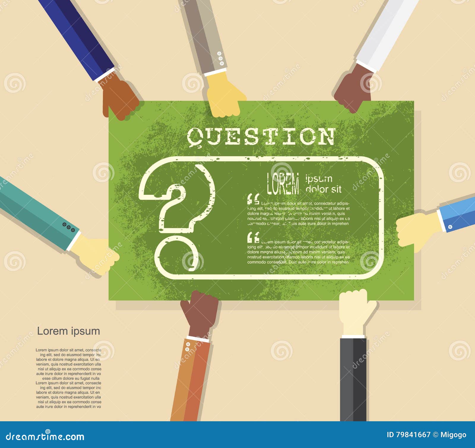 Hands Holding Poster with Question Mark. Help Symbol Stock Illustration ...